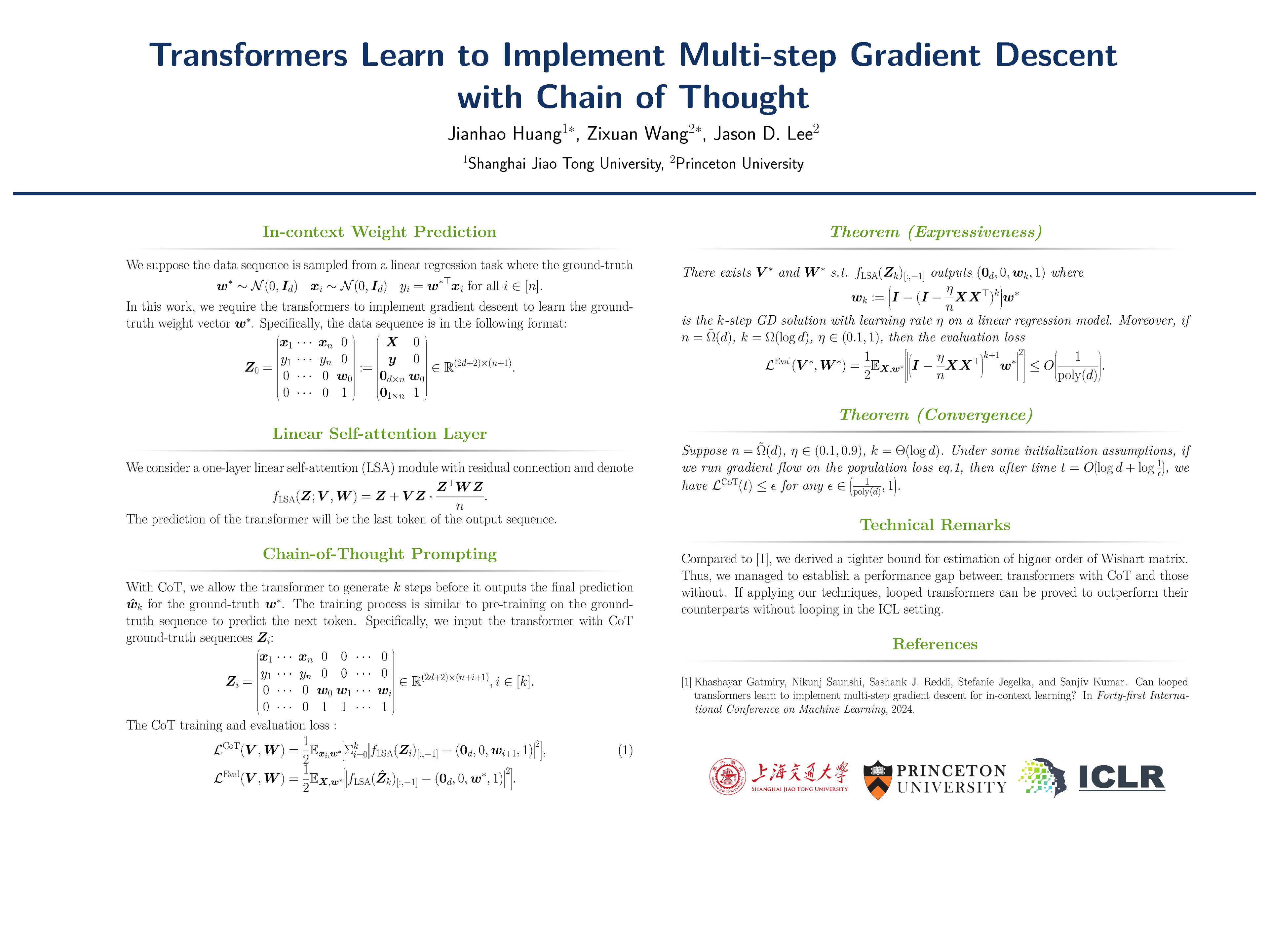 ICLR Poster Transformers Learn to Implement Multi-step Gradient Descent with Chain of Thought